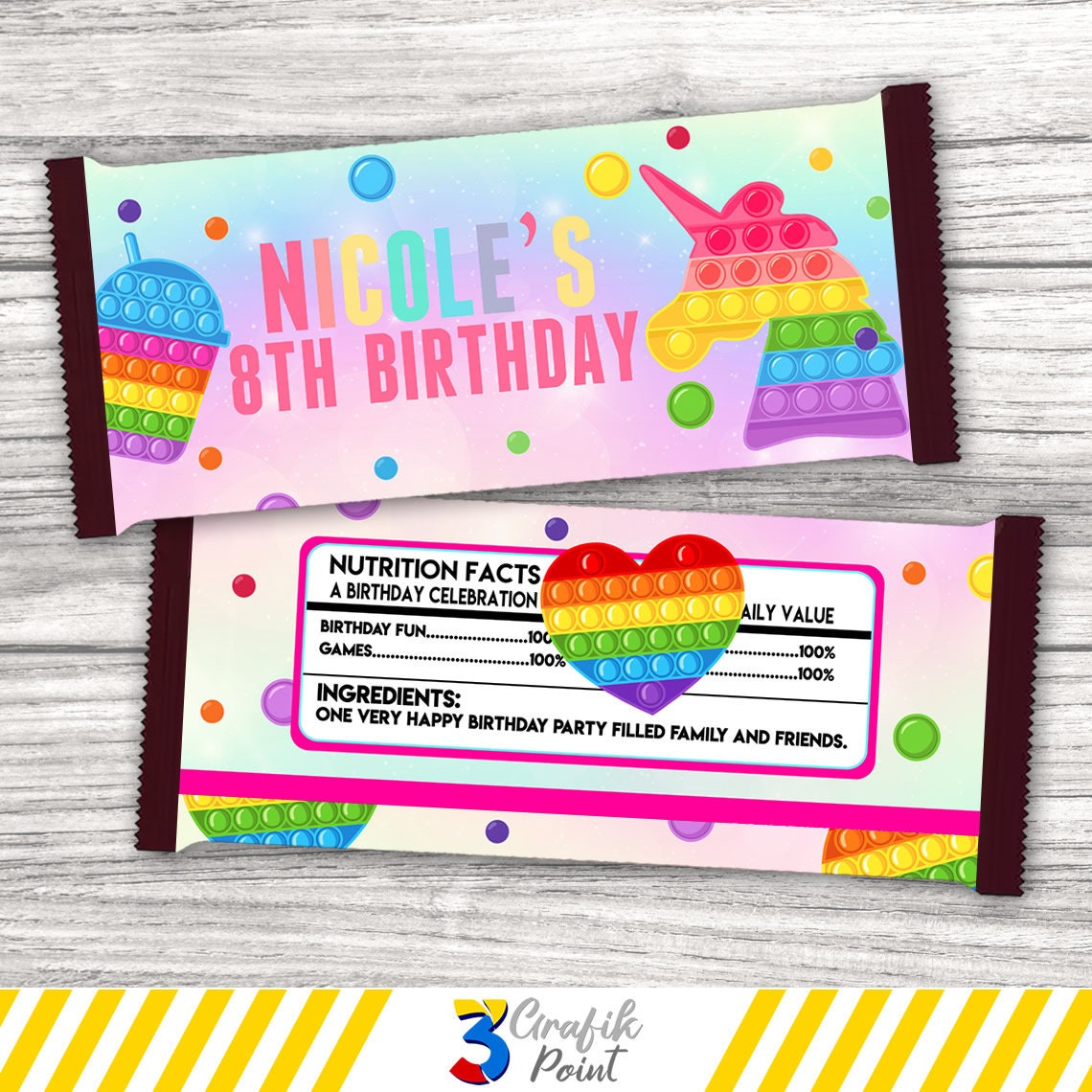 Pop It Candy Wrapper Pop Fidget Candy bar Pop It Fidget Toy | Etsy