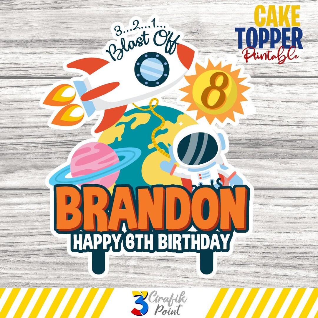 Space Cake Topper , Space Birthday Party, Birthday Cake Topper, Space ...