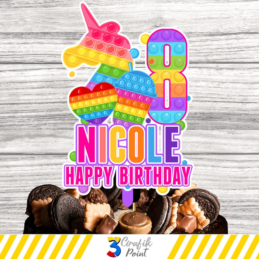 Pop It Cake Topper Printable, Pop It Cake Topper , Pop It Birthday ...