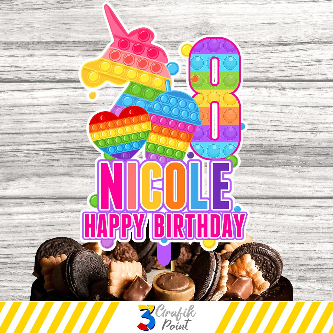 Pop It Cake Topper Printable, Pop It Cake Topper , Pop It Birthday ...