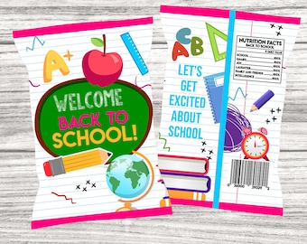 Back to School Chip Bag Printable, Back to School Favor Bag, Welcome ...