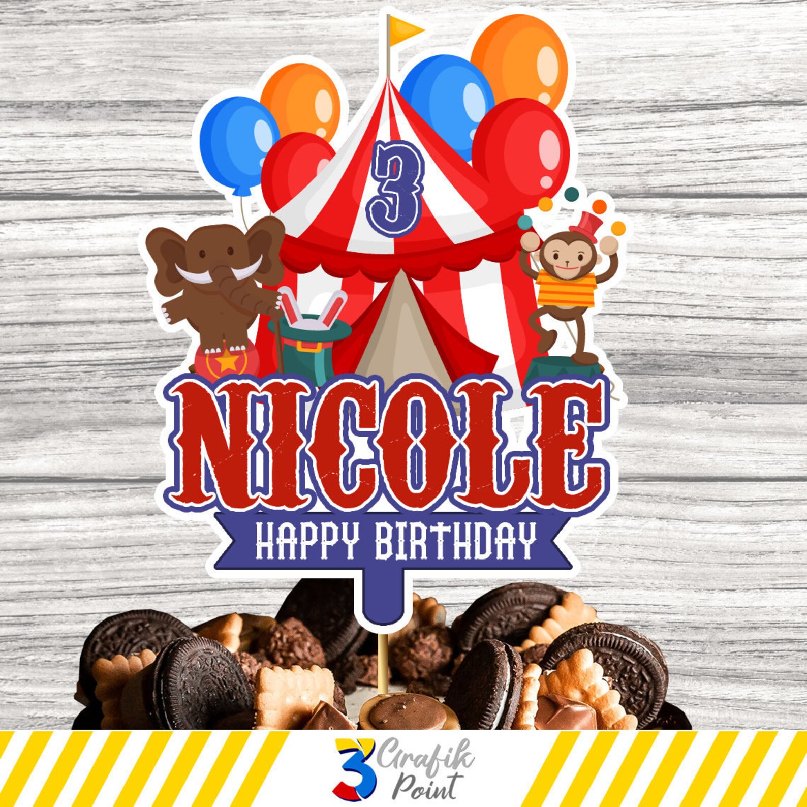 Editable Circus Cake Topper Template Carnival Cake Topper - Etsy