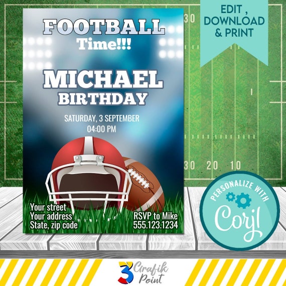 Editable Football Invitation Template Football Birthday - Etsy