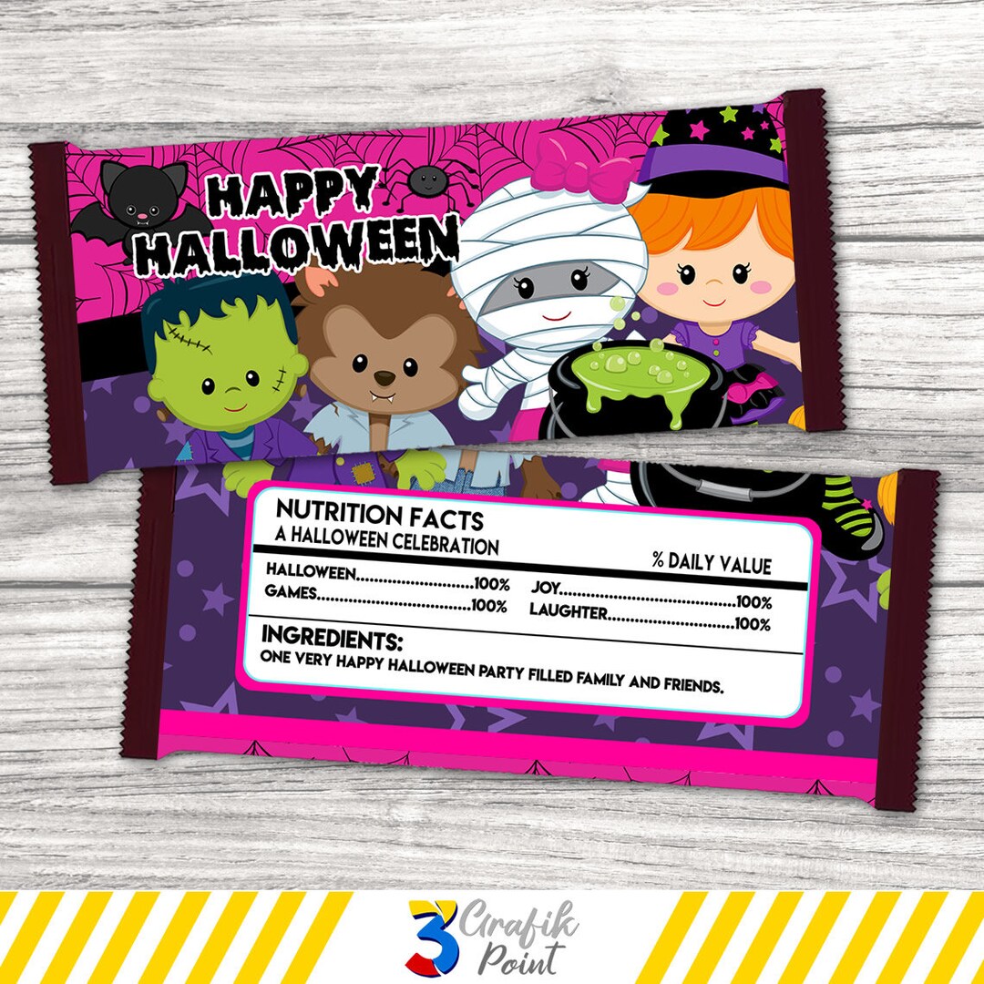 Halloween Candy Bar Wrappers Printable, Halloween Hershey Bar Wrappers ...