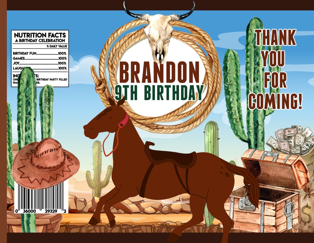 Editable Cowboys Chip Bag Template Western Chip Bag Rodeo - Etsy