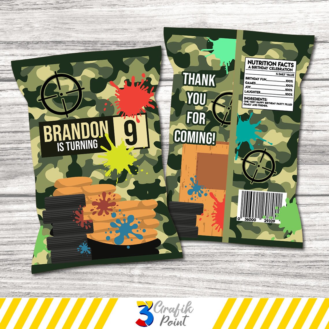 Camouflage Chip Bag Printable Camouflage Favor Bag Army | Etsy
