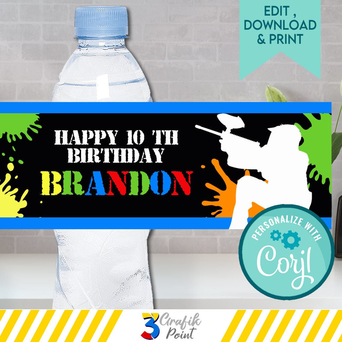 Editable Paintball Water Label Template, Paintball Water Label ...