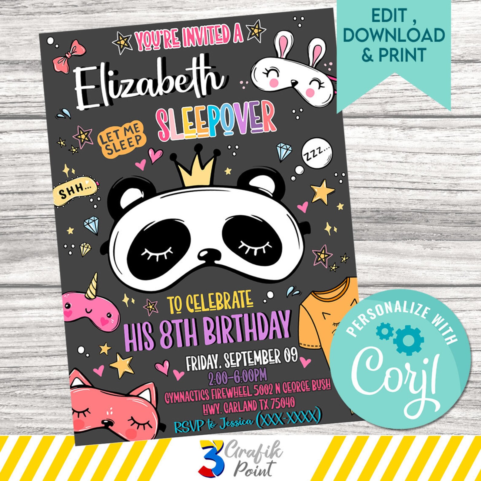 Editable Sleepover Party Birthday Invitation Slumber Party - Etsy