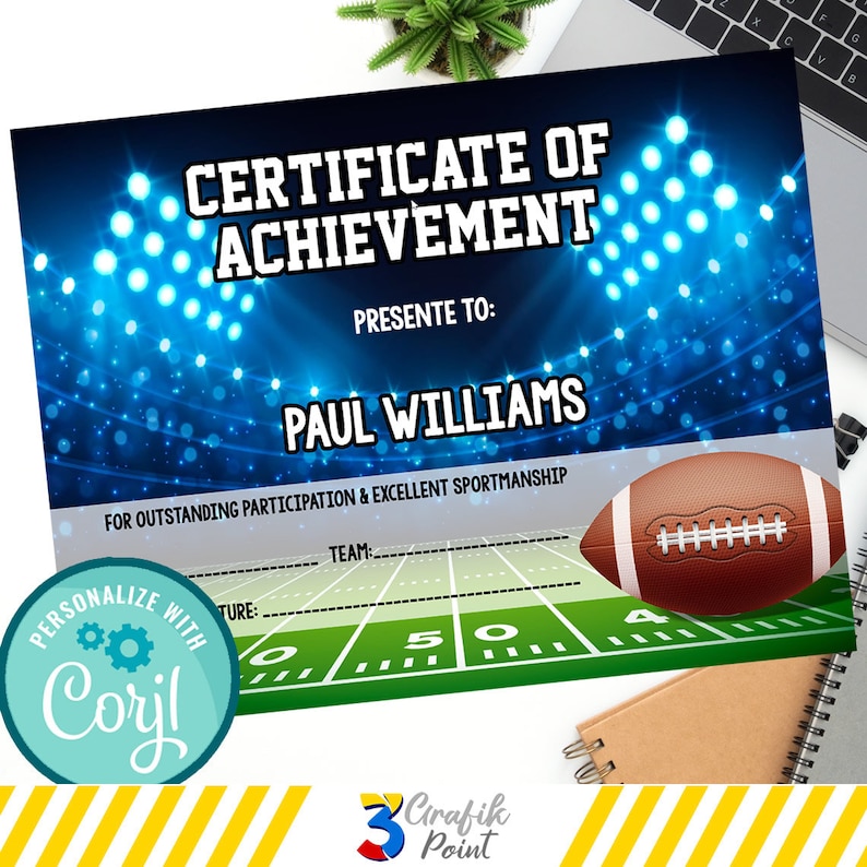 Editable Football Award Certificate End of Season Football - Etsy