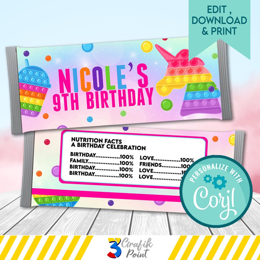 Pop It Candy Wrapper, Pop Fidget Candy Bar, Pop It Fidget Toy Candy ...