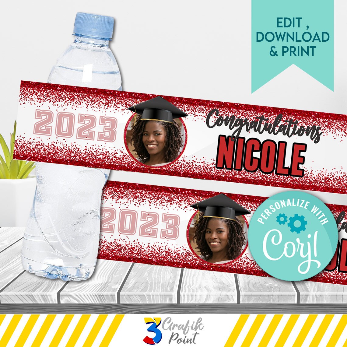 Graduation Water Label, Class of 2023 Water Label, Congratulations ...