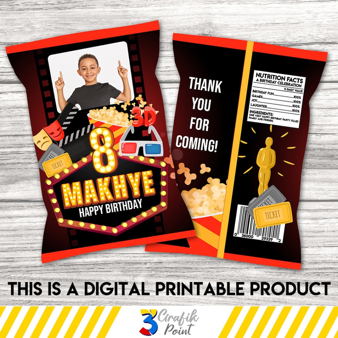 Movie Chip Bag, Red Carpet Chip Bag , Cinema Chip Bag, Hollywood Movie ...