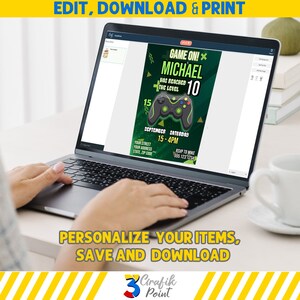 Editable Gamer Invitation Template, Gamer Invite, Video Games Birthday ...