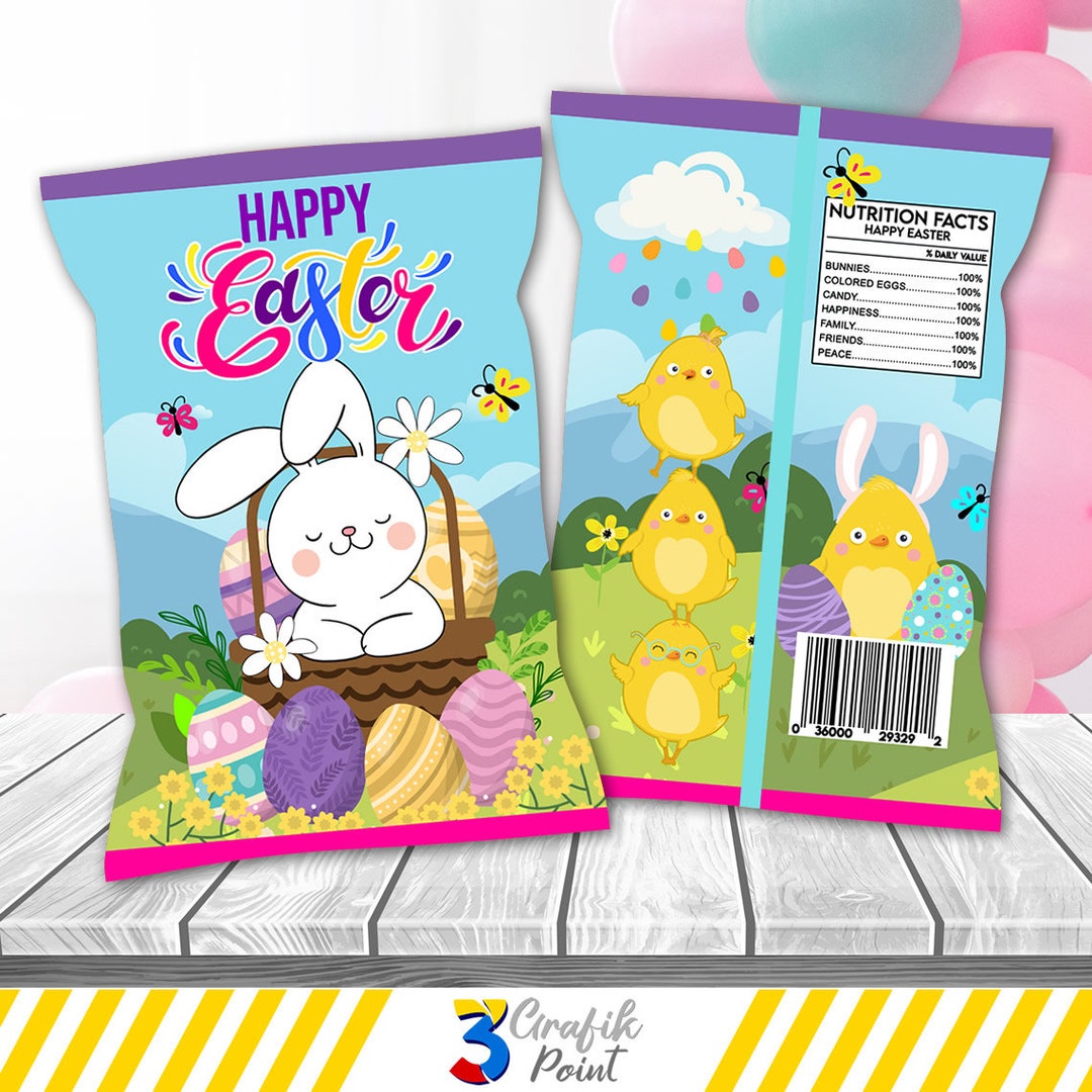 Editable Easter Chip Bag Template, Easter Decoration, Easter Favor Bag ...