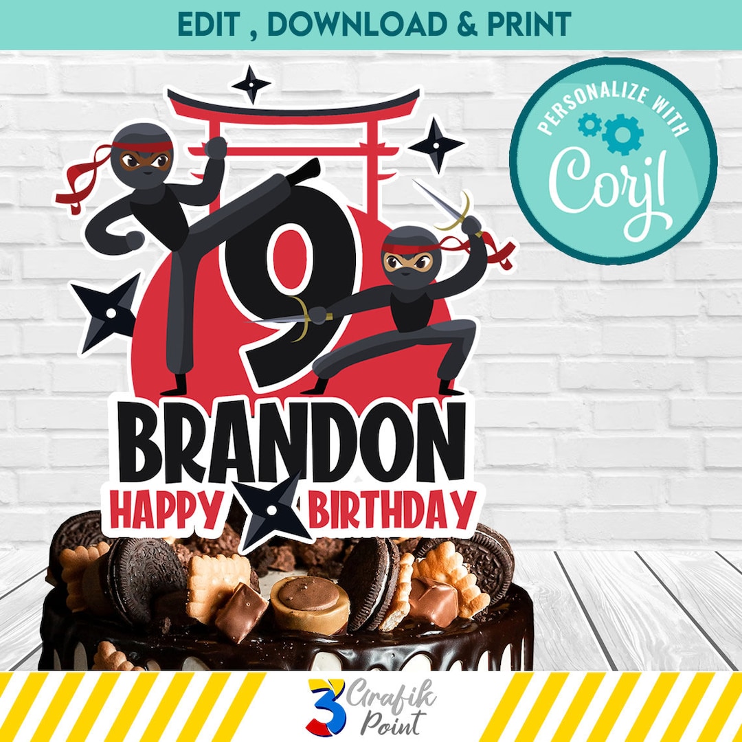 Editable Ninja Cake Topper Template | Ninja Warrior, Karate, Martial ...