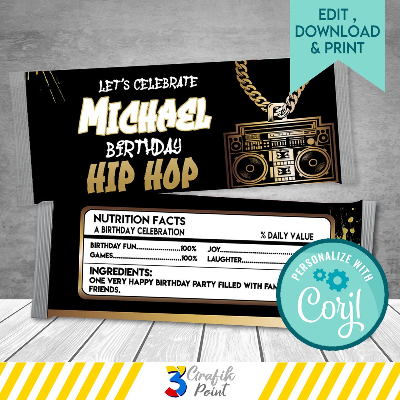 Editable Hip Hop Candy Wrapper Template Hip Hop Party Party - Etsy