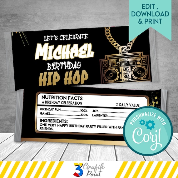 Editable Hip Hop Candy Wrapper Template Hip Hop Party Party - Etsy