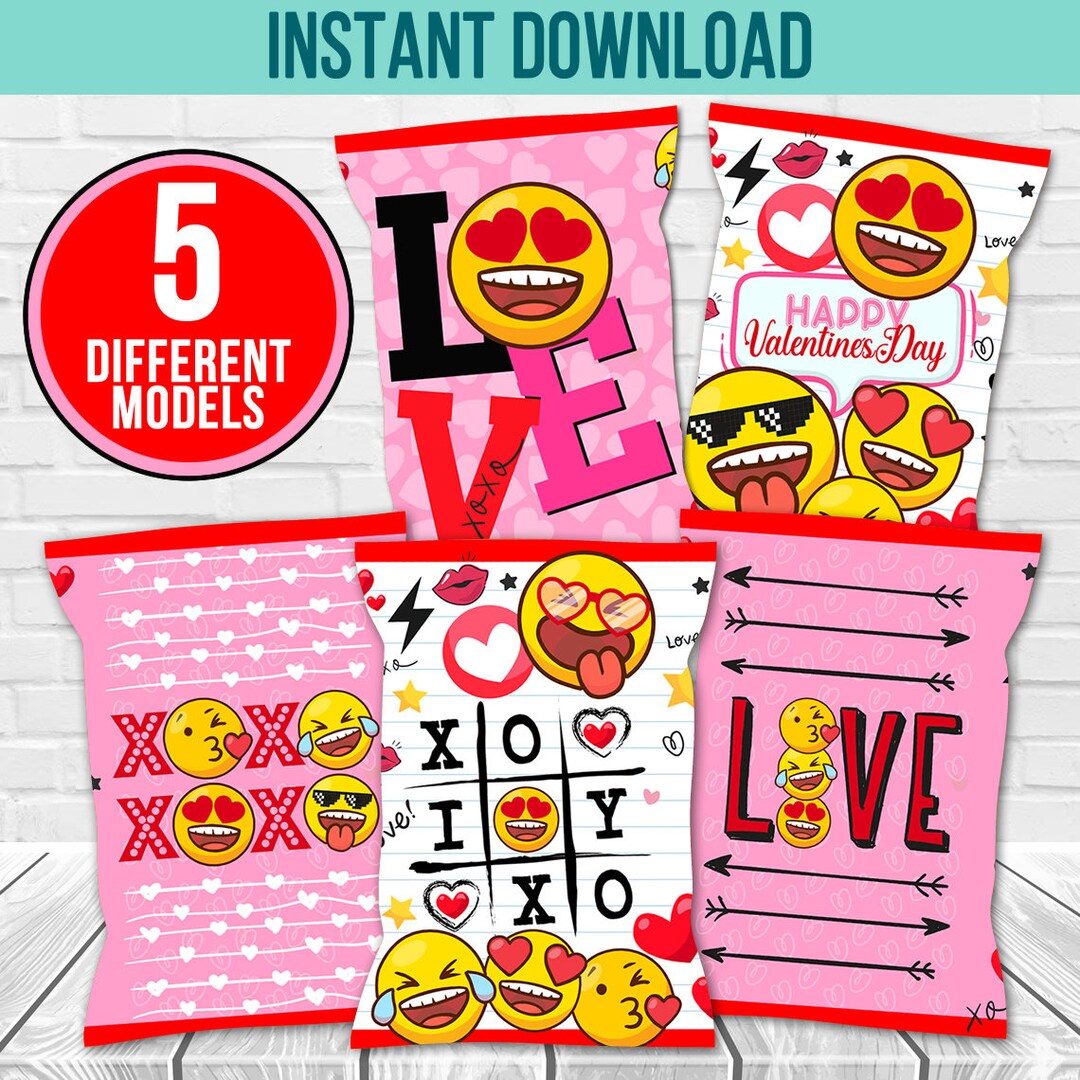 Valentine's Day Chips Bags Pack, 10 Valentine Chips Bags, Valentine ...