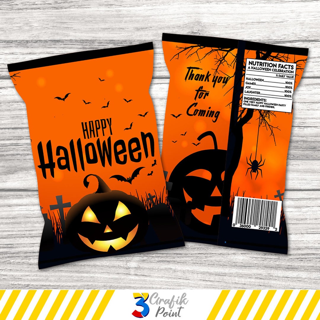 Halloween Chip Bag Printable, Halloween Favor Bag, Halloween Birthday ...