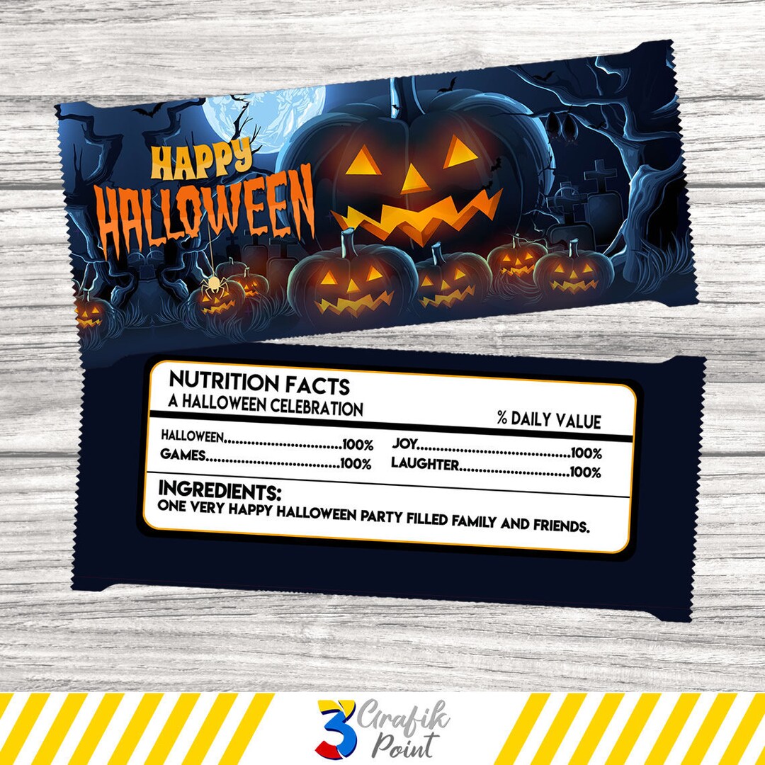 Halloween Candy Bar Wrappers Printable, Halloween Hershey Bar Wrappers ...