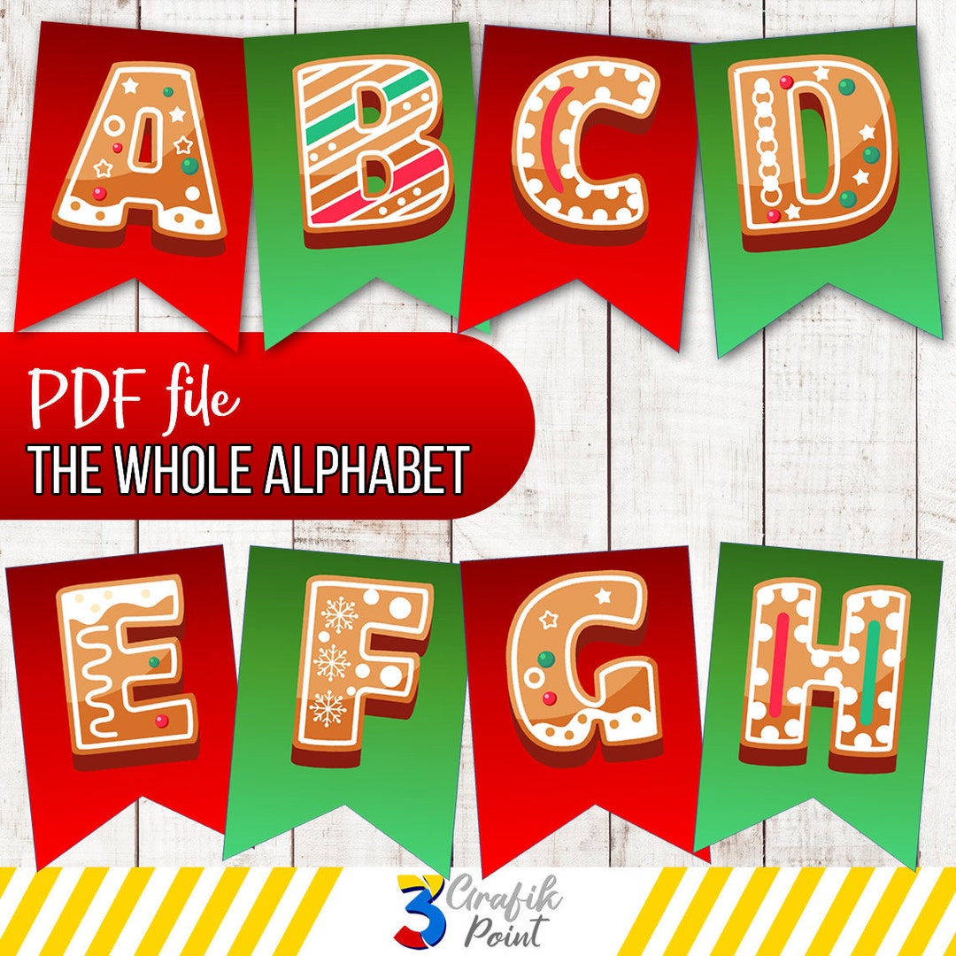 Christmas Alphabet Banner Template: Printable Bunting (PDF) - Etsy