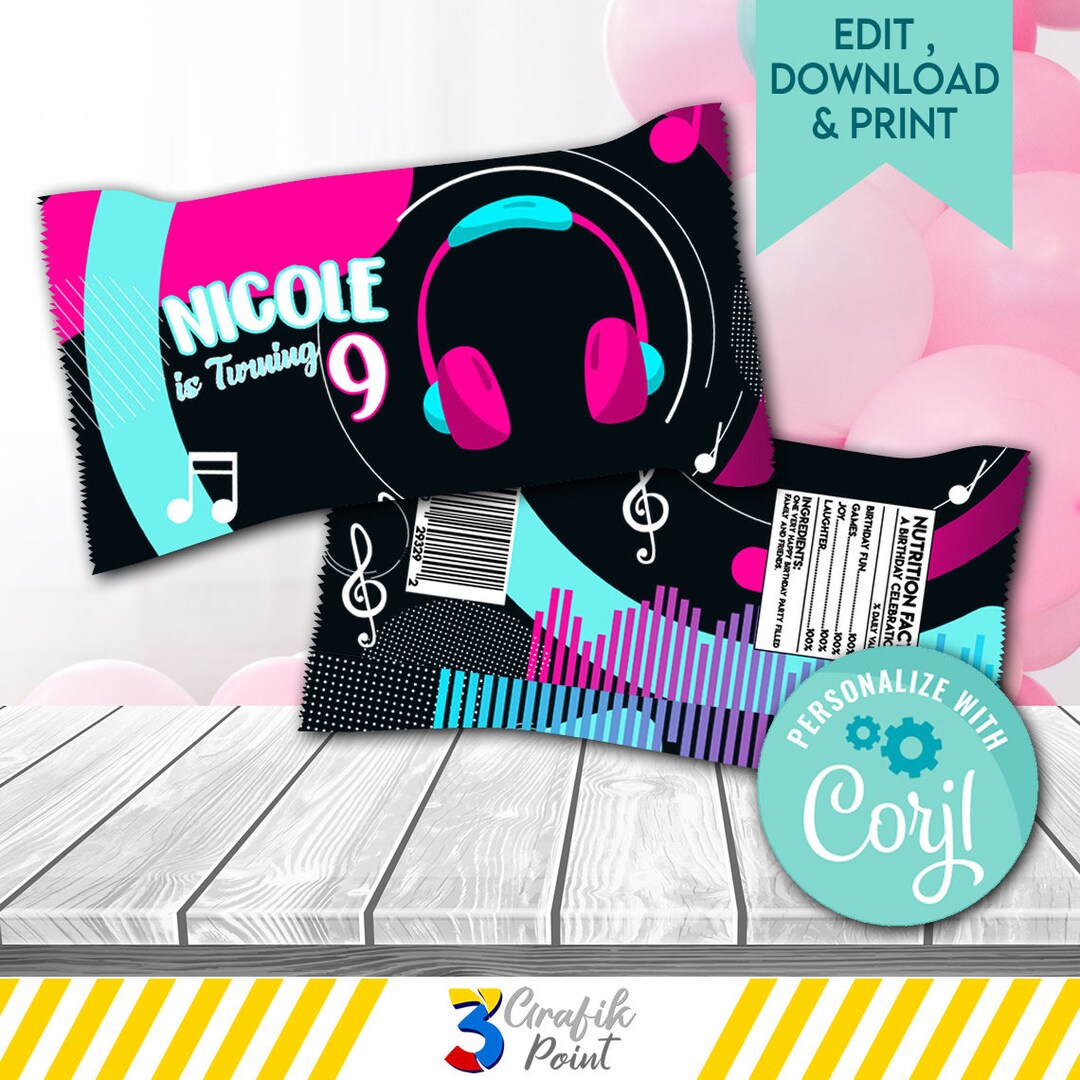 Musical Rice Krispies Treat Labels, Musical Birthday Favor, Dance Rice ...