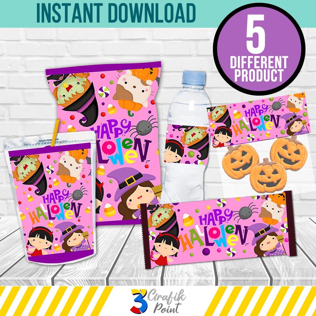 Printable Halloween Party Pack - Favor Bags & Chip Bags Bundle for ...
