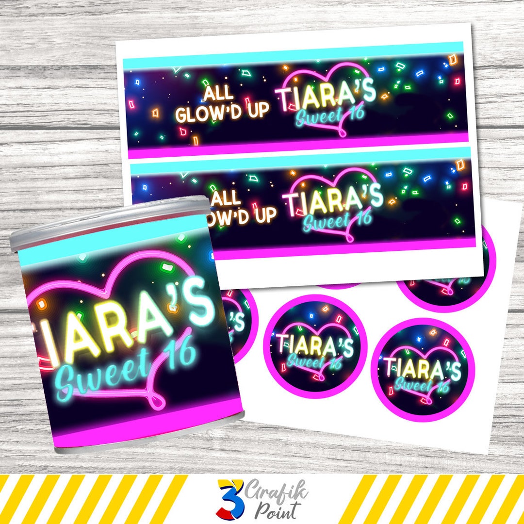Editable Neon Pringles, Glow Sweet 16 Pringles, Neon Glow Party, Neon ...