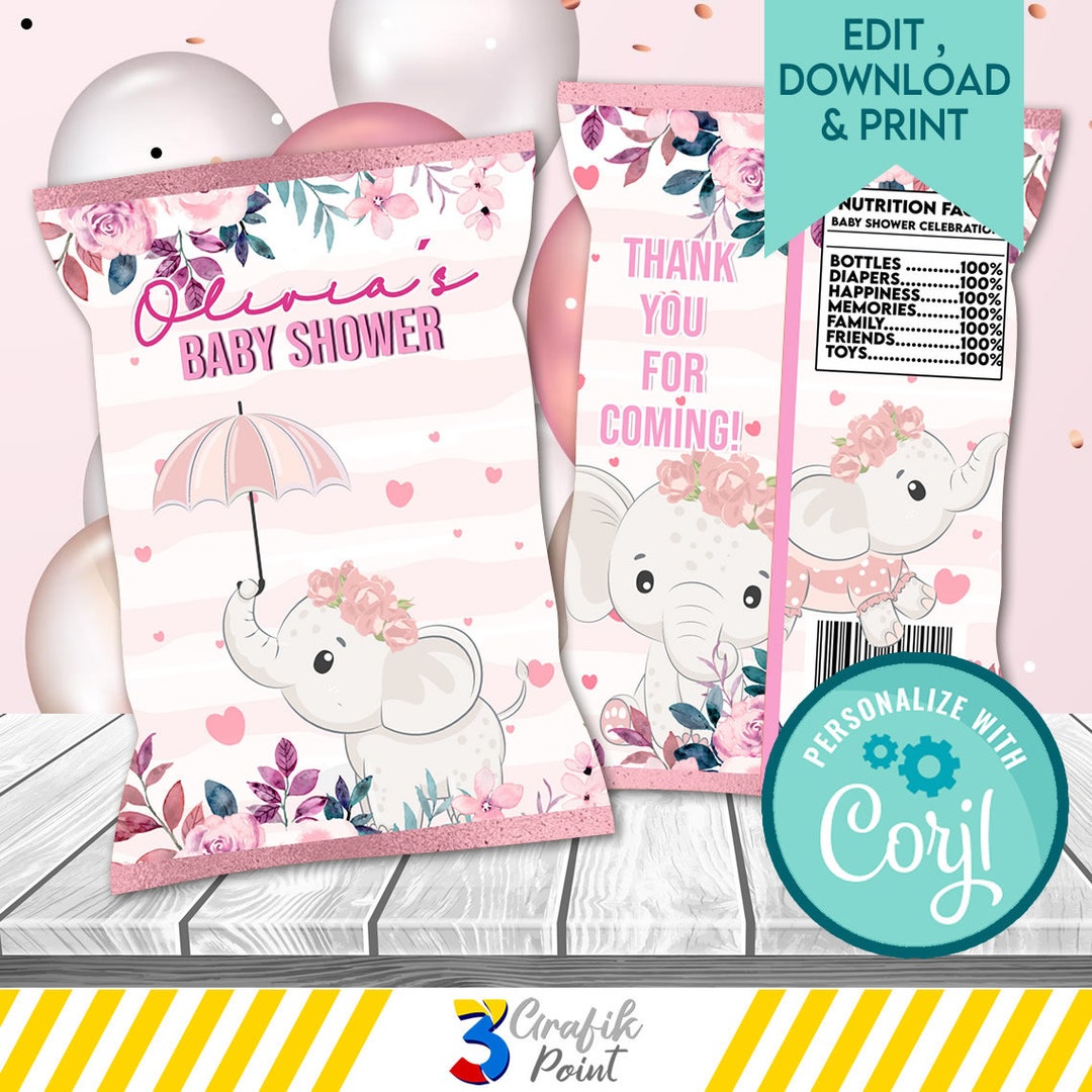 Editable Baby Shower Chip Bag Printable, Baby Shower Favor Bag, Baby ...