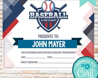 Editable Baseball Award Certificate, End of Season Baseball Awards ...