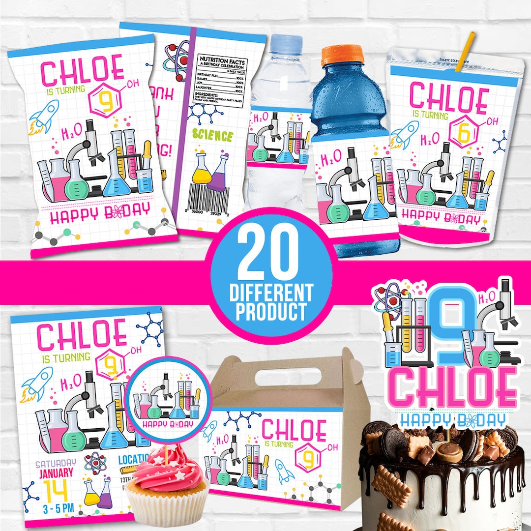 Science Chip Bag, Science Birthday, Science Party, Neon Lab Experiment ...