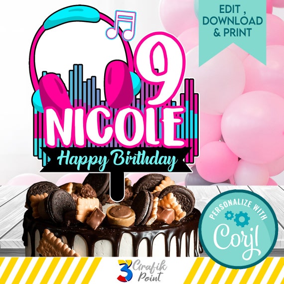 Musical Cake Topper Printable Musical Cake Topper Musical | Etsy