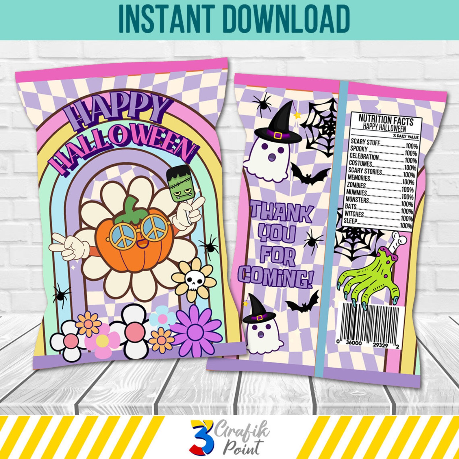 Groovy Halloween Chip Bag, Retro Halloween Chip Bag, Groovy Halloween ...