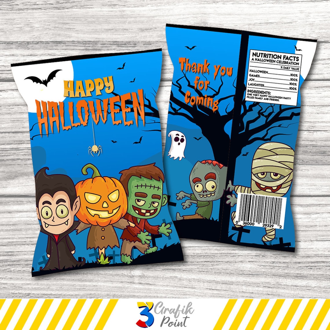 Halloween Chip Bag Printable, Halloween Favor Bag, Halloween Birthday ...