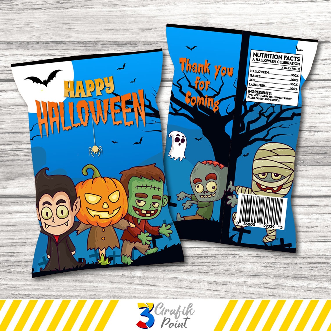Halloween Chip Bag printable Halloween Favor Bag Halloween | Etsy