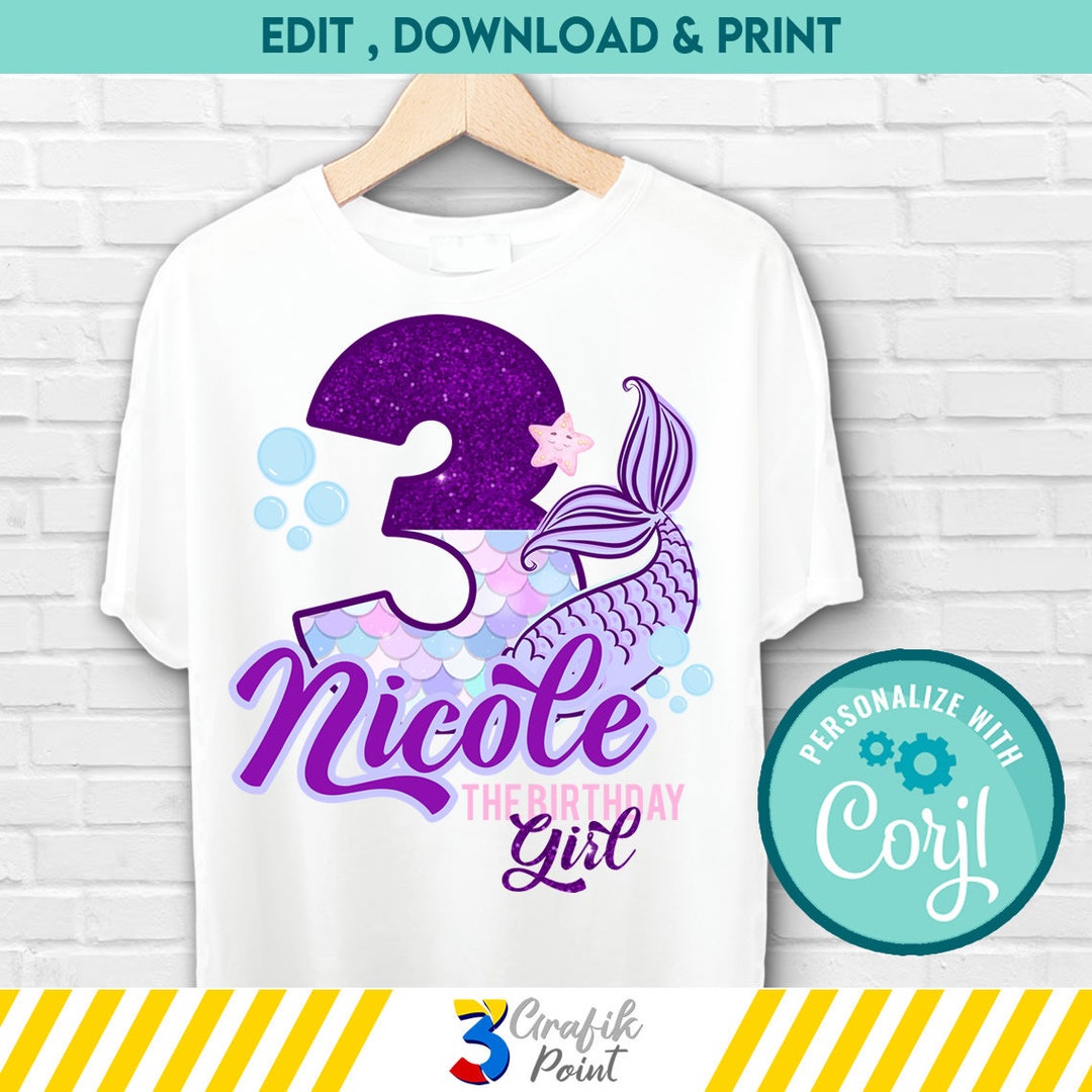 Editable Mermaid Iron Transfer - Little Mermaid T-shirt - Mermaid ...