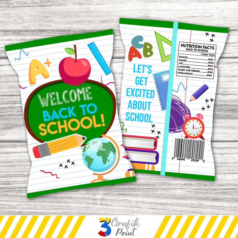 Back to School Chip Bag Printable Back to School Favor Bag | Etsy