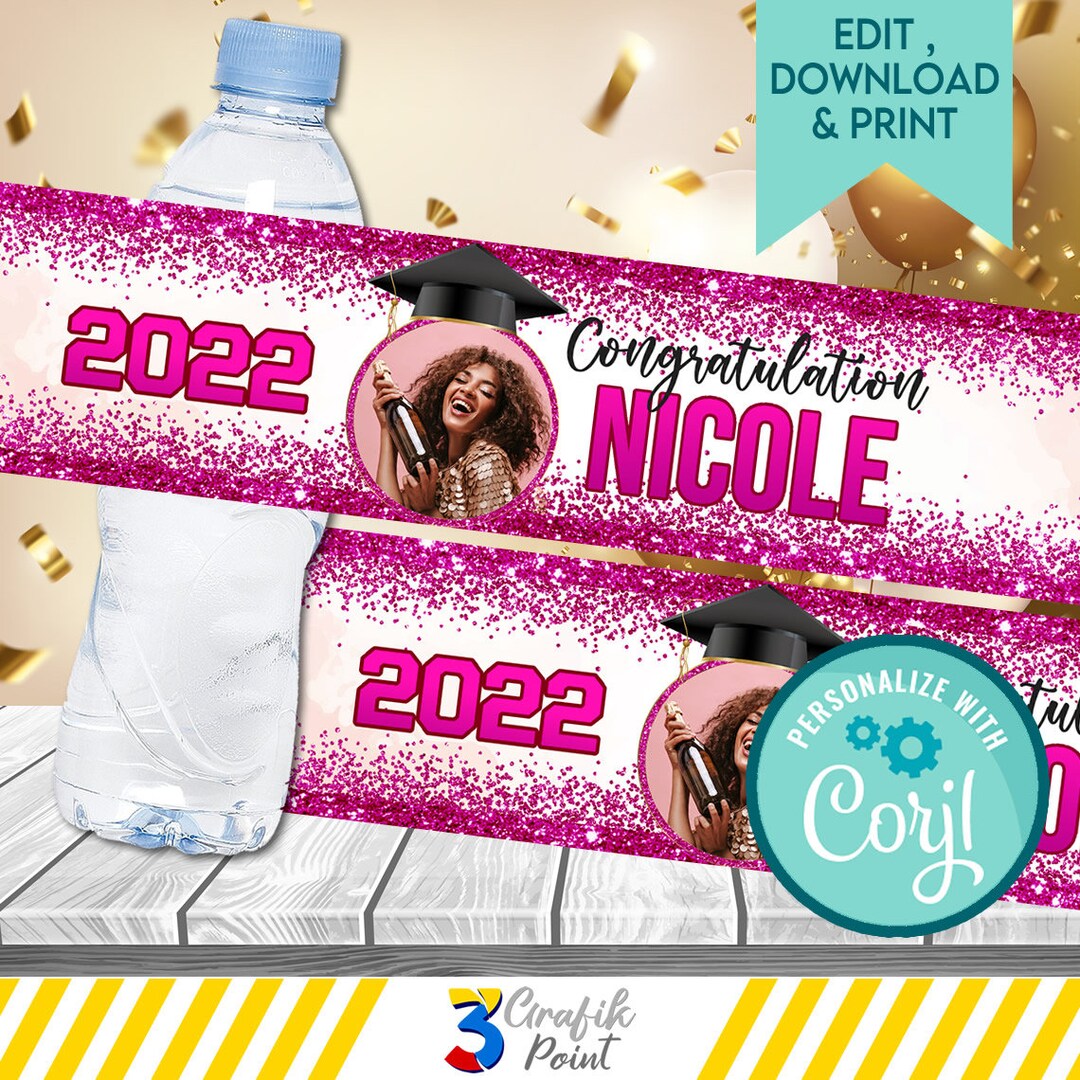 EDITABLE Class 2023 Graduation Water Label Template, Class of 2023 ...