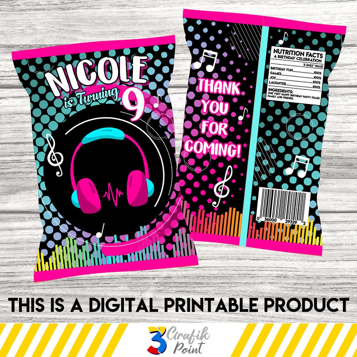 Musical Chip Bag Printable Musical Favor Bag Musical - Etsy