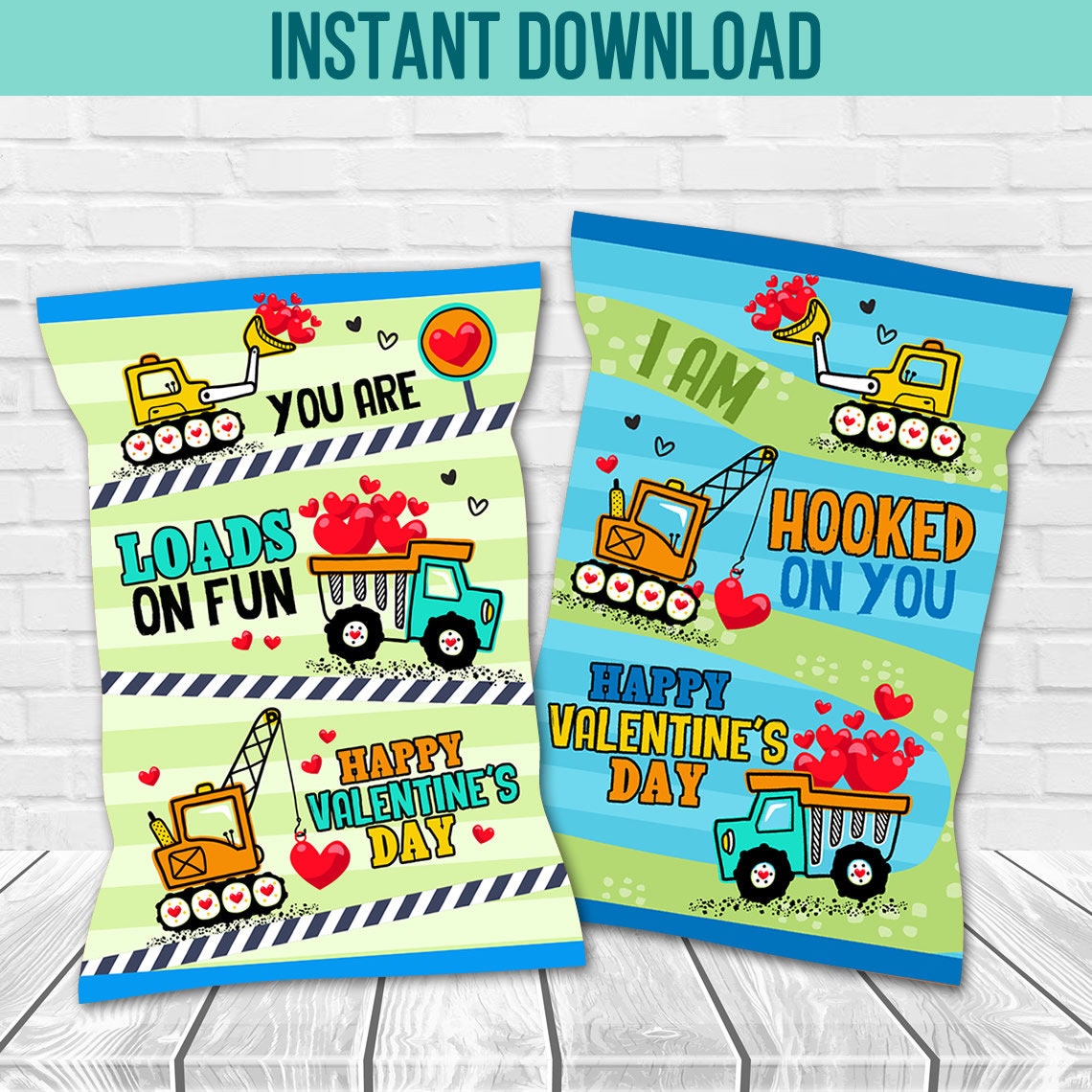 Valentine's Day Chip Bags: 10 Treat Bag Designs (instant Download) - Etsy