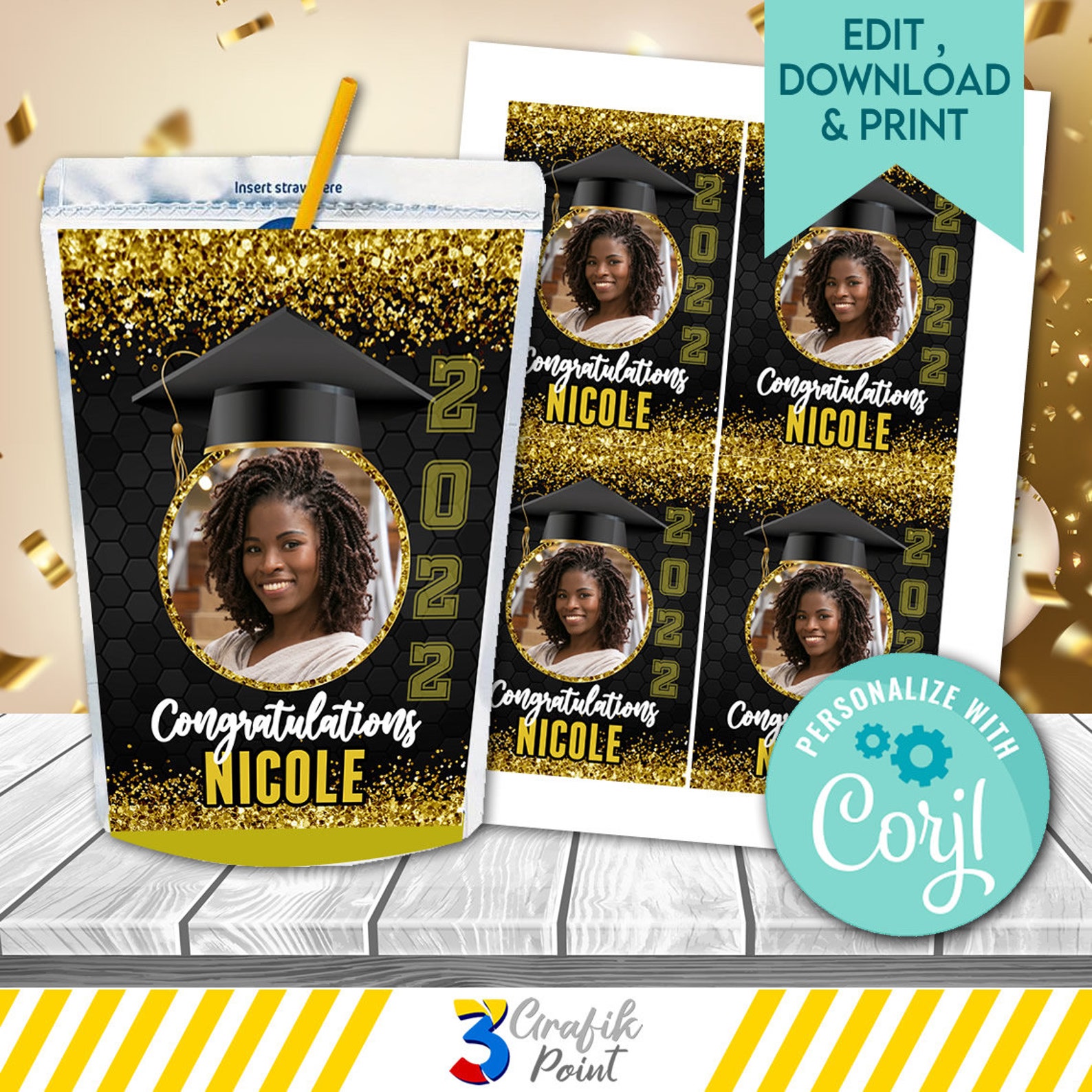 EDITABLE CLASS 2023 Graduation Juice Label Class of 2023 - Etsy