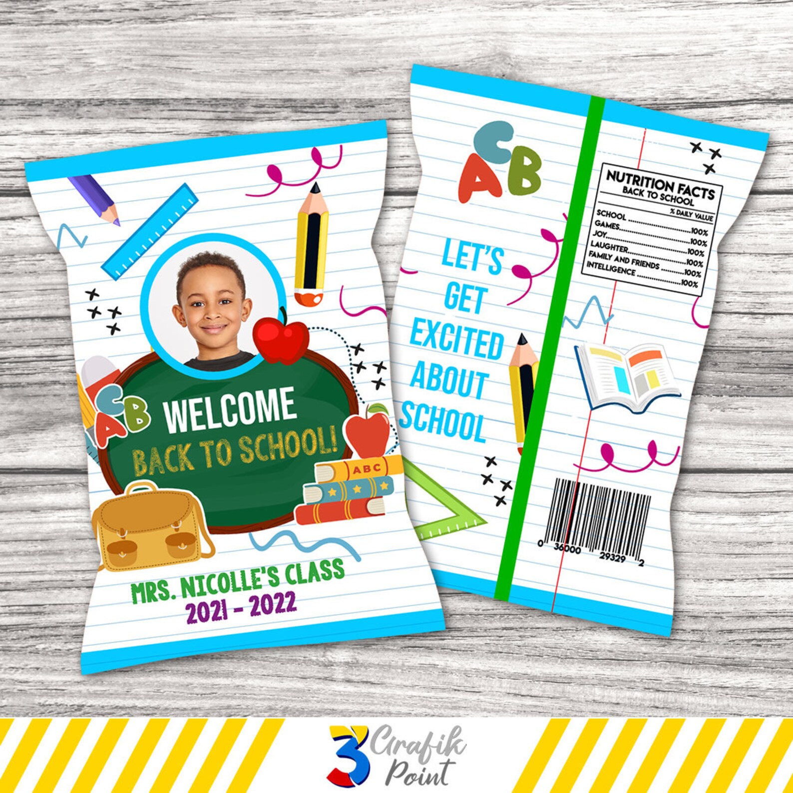 Back to School Chip Bag printable back to school Favor Bag | Etsy
