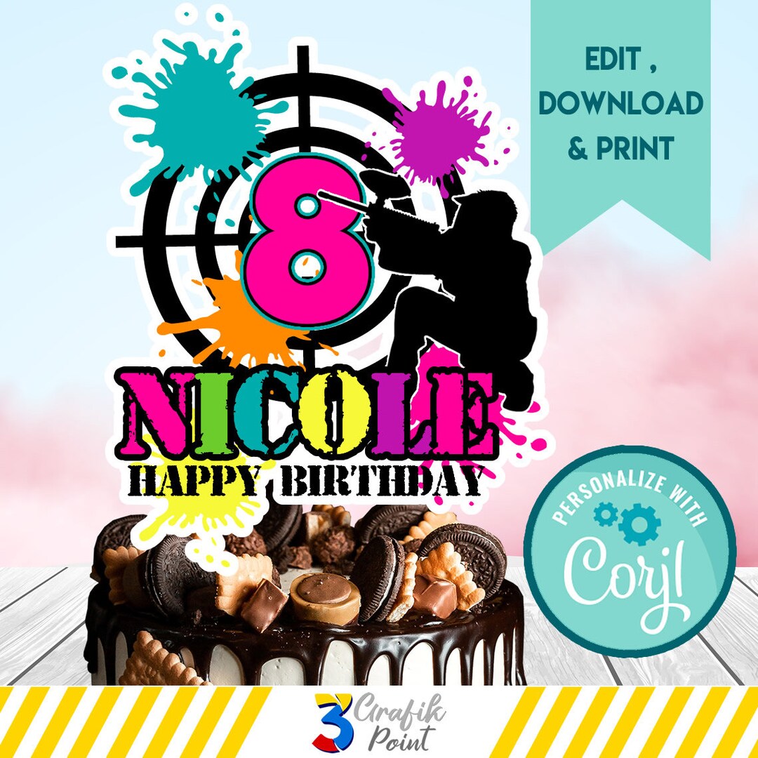 Editable Paintball Cake Topper Template Paintball Cake - Etsy