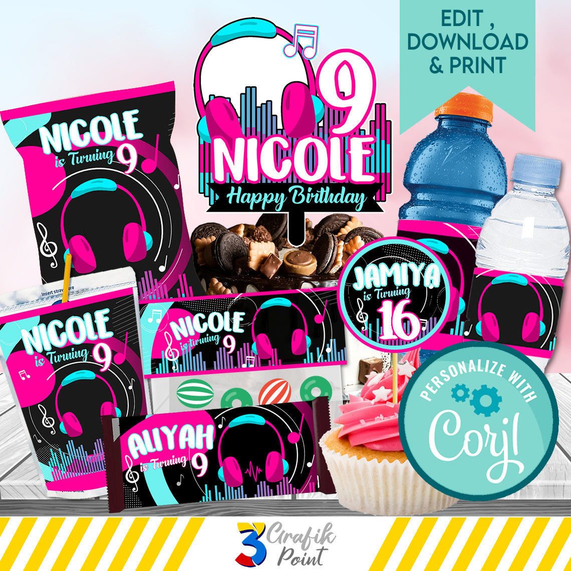 Editable Bundle Party Musical Pack Printable Musical Favor | Etsy