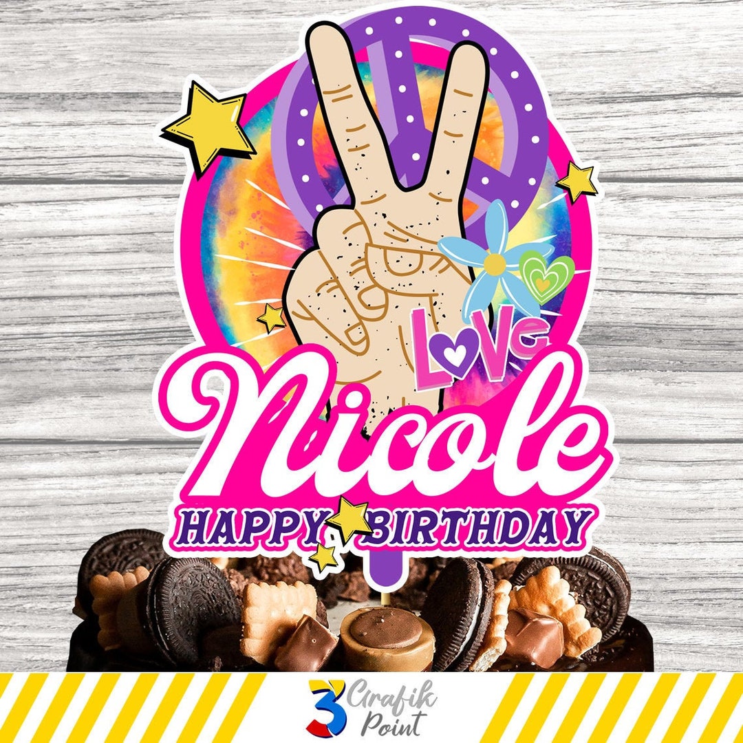 Tie Dye Cake Topper Printable, Tie Dye Cake Topper , Tie Dye Birthday ...