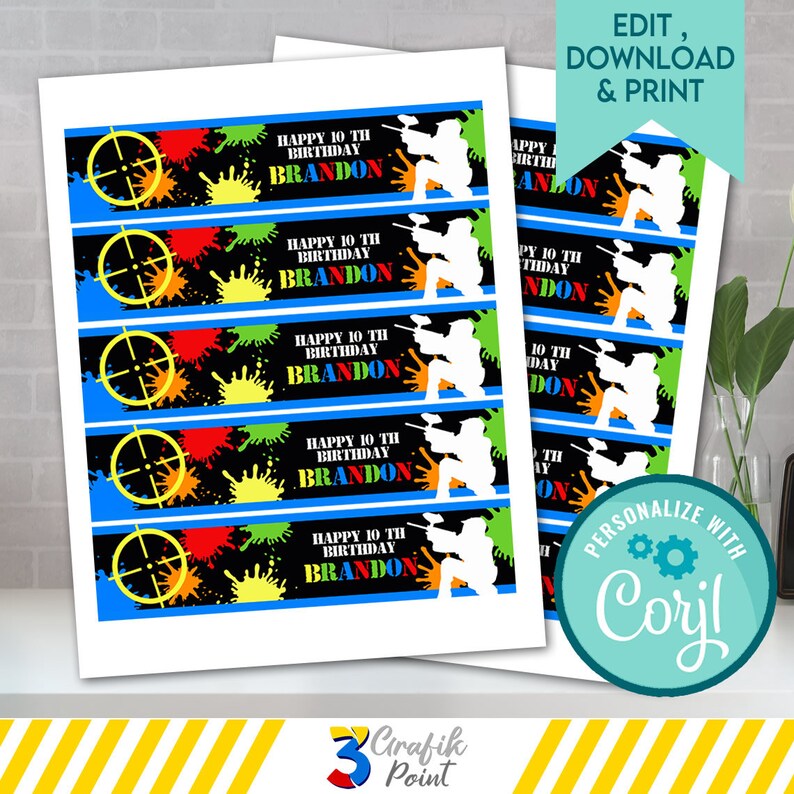 Editable Paintball Water Label Template Paintball Water - Etsy