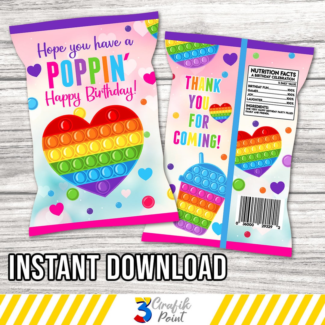 Pop It Chip Bag, Pop Fidget Chip Bag, Pop It Fidget Toy Topper, Pop It ...