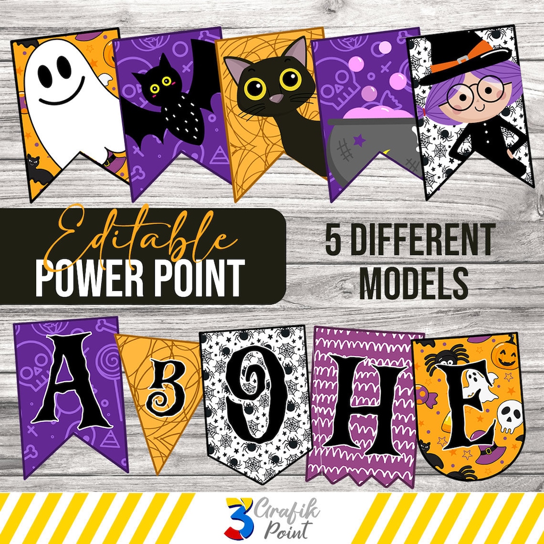 Editable Halloween BANNER TEMPLATE, Halloween Bunting Display Banners ...