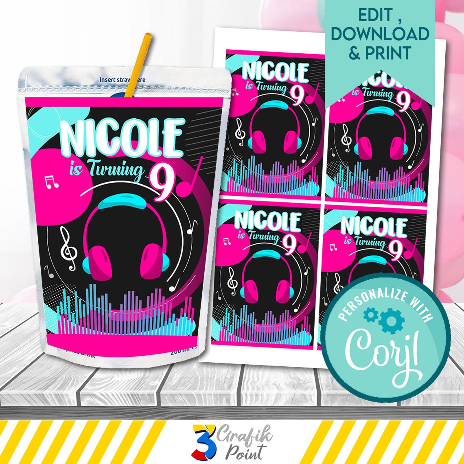 Editable Bundle Party Musical Pack Printable Musical Favor | Etsy