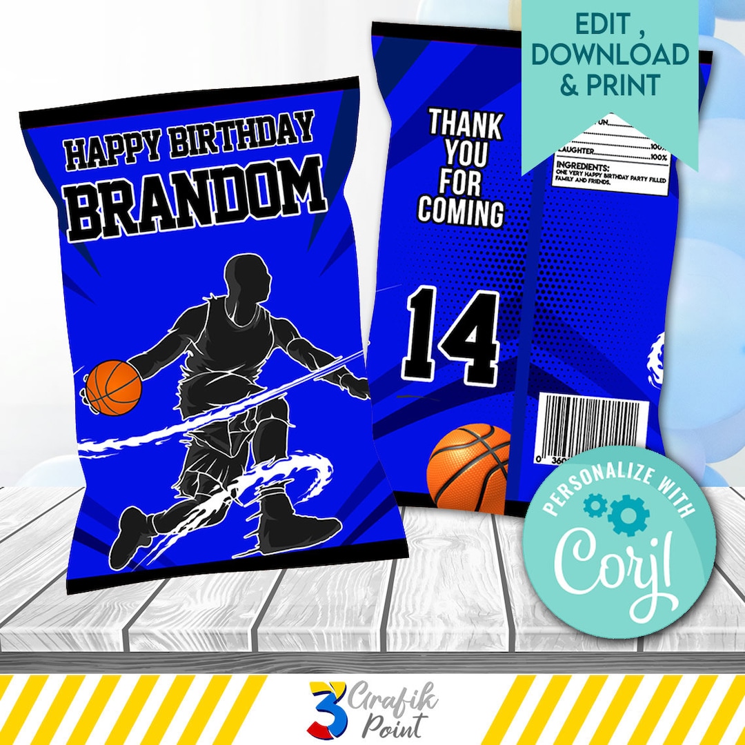 Basketball Chip Bag, Sport Chip Bag, Basketball Topper, Basketball ...